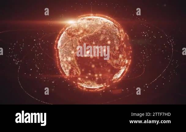 Seamless loop 3d animation of Digital planet earth data abstract of a ...