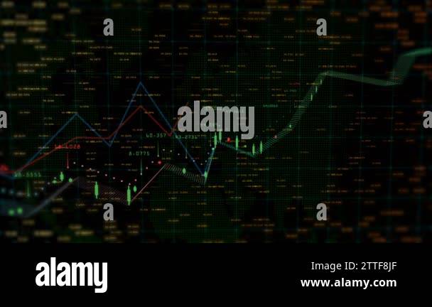 Table and bar graph of stock chart exchange market indices animation ...