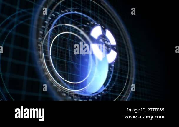 Beautiful HUD 3d Animation. Futuristic Target Scanner with Radar Rotation. Head-up Display ...