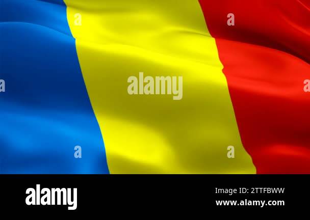 Romanian flag waving in wind video footage Full HD. Realistic Romanian ...