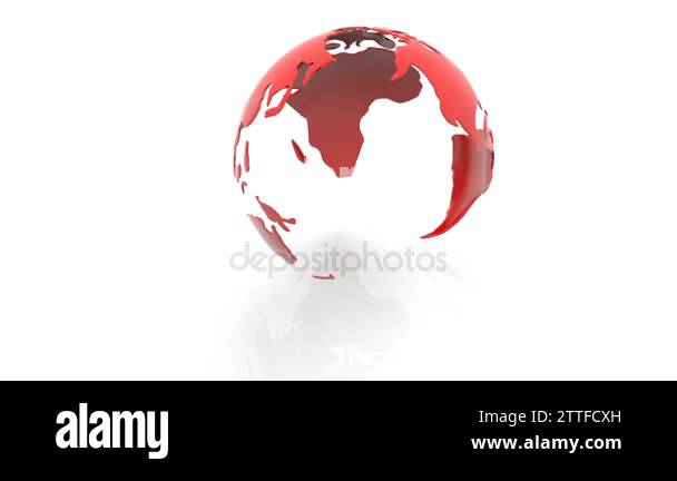 Rotating model of the continents of planet earth on a white background ...