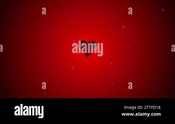 Valentines day animation, red background with rotating hearts and ...
