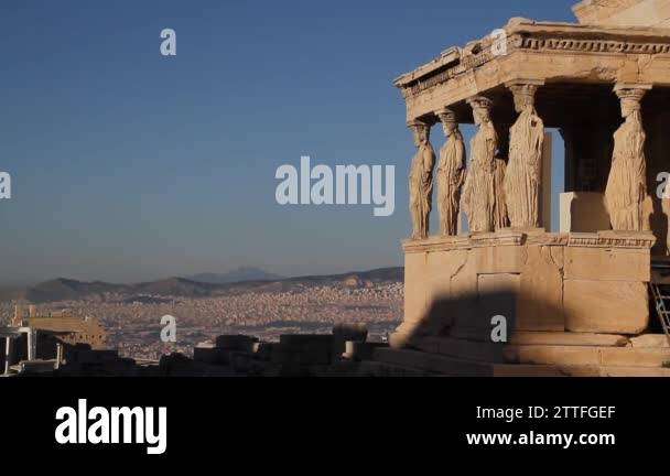 Acropolis of Athens, Greece, with the Parthenon Temple. Famous old Parthenon temple is the main ...