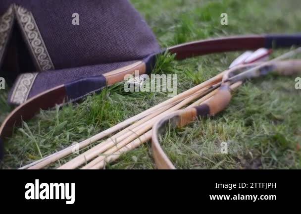 Otaman in Medieval Costume Archer on a Meadow Waiting For Start of a Tournament of Knights ...