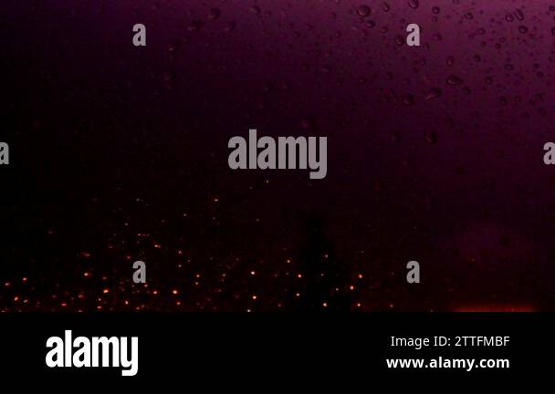 Night view during rainy and stormy weather. POV - flashes of lightning ...