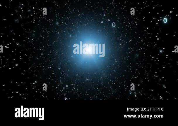 Artistic digital computer data travel through tunnel with computer blue ...