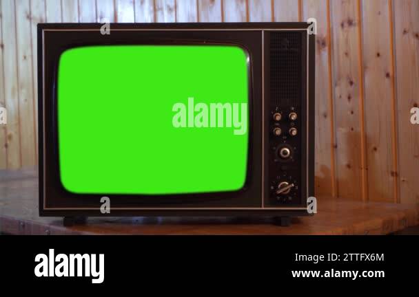80s Television with Green Screen. You can replace green screen with the ...