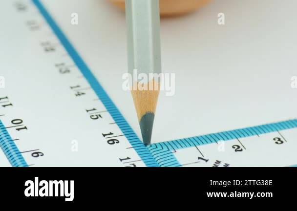 Draw parallel lines on a drawing with a ruler and a triangle Stock ...