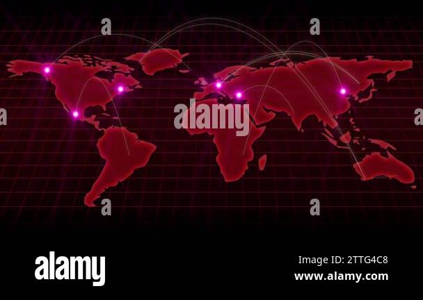 Animation of nuclear missile shooting across continents and countries ...