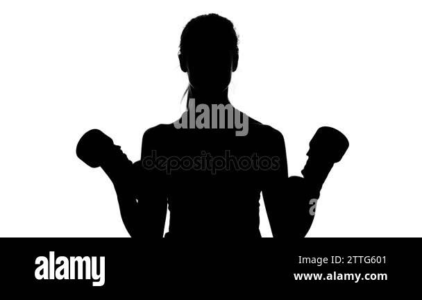 on a white background, a shadow, a black outline of a female figure ...