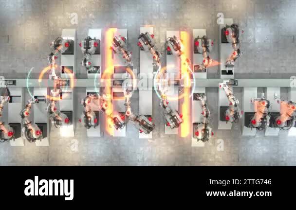 Robotic manipulators are assemble 3d printers on conveyor belt. Info ...