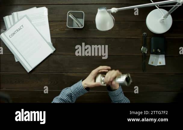 Top view.The man shows the goblet and puts it on the table Stock Video ...