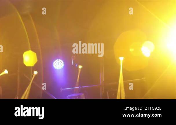 Stage lights at the concert with fog, Stage lights on a console ...