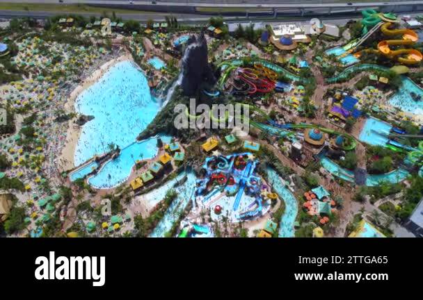 Volcano Bay Beach Resort Orlando 4k aerial tour Stock Video Footage - Alamy