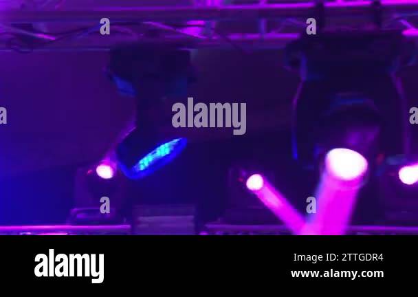 Stage lights at the concert with fog, Stage lights on a console ...