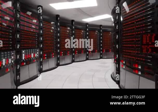 Server room and rack servers with server error Stock Video Footage - Alamy