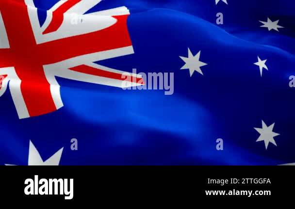 Australian flag waving in wind video footage Full HD. Realistic ...