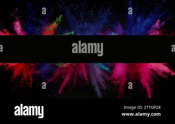 Super slow motion of coloured powder explosion with empty stripe ...