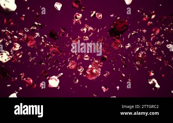 ruby red liquid metal water drops random diffused in space digital ...