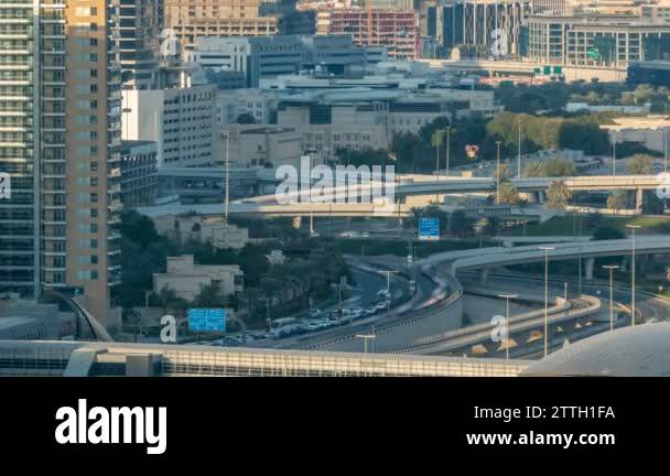 Futuristic building of Dubai metro and tram station and luxury ...
