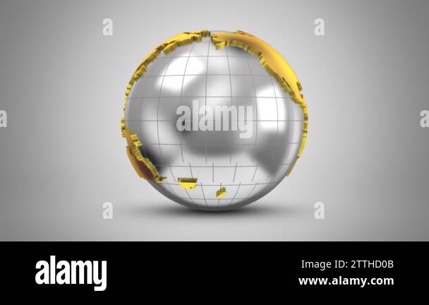 Stepwise Rotation of the Earth. Gray background, 2 in 1, loop (151-600 frames), created in 4K ...