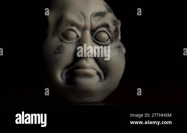 Spiritual enlightenment. Head statue with an emotion anger. Museum ...