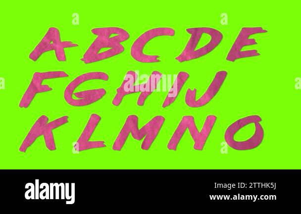 animated paper cutout retro vintage font isolated on chroma key green ...