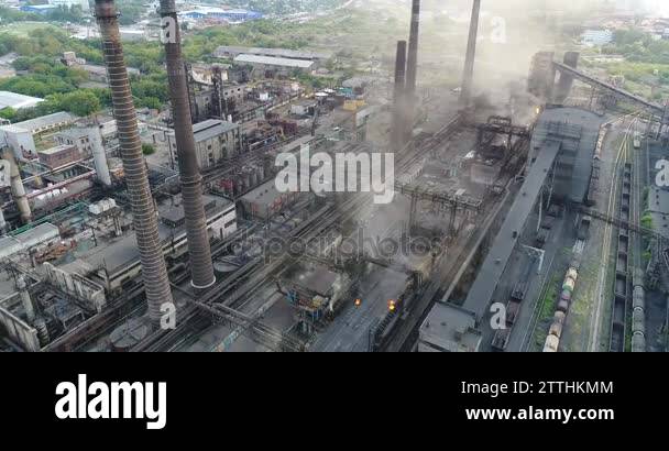 Industrial area top view, View of the industrial object, Courtyard of a ...