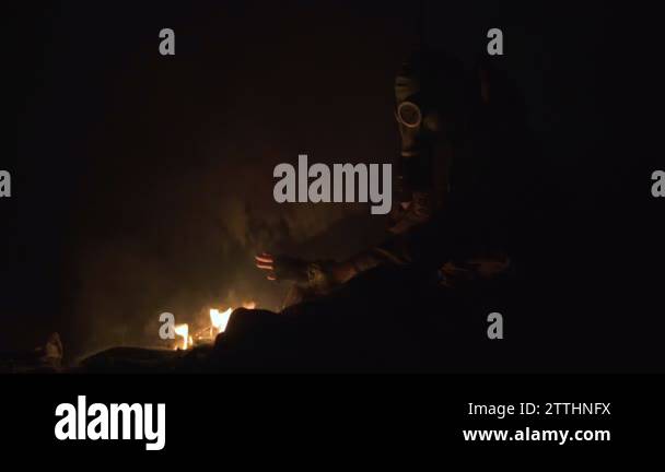 Stalker survivor Soldier wearing Gas Mask in an Apocalypse War scenario ...