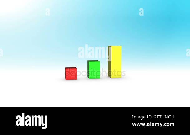 3D Growing Business Chart.Rotating graph.Success in business.Colored ...