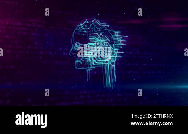 Artificial intelligence with cyber head symbol on digital background ...
