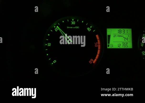 High speed emergency lights. Speedometer, tachometer sports car ...