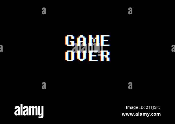 retro videogame GAME OVER text on computer old tv glitch interference ...