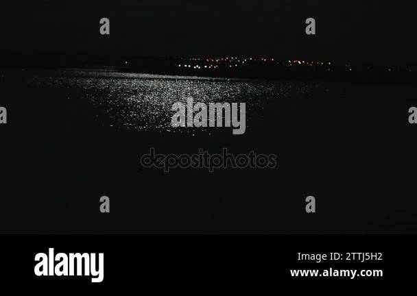 Moonlight on the water, moon track on the water, A moon track on the ...