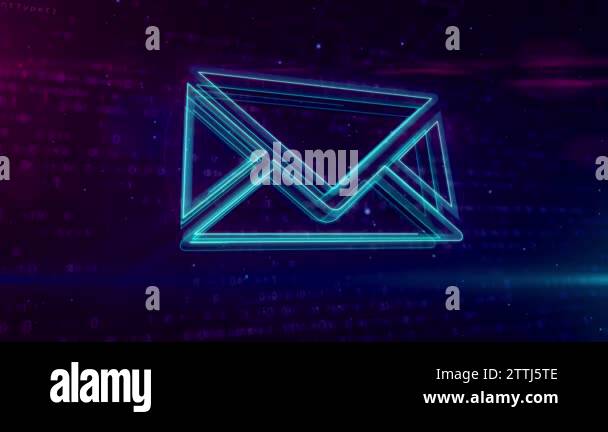 E-mail communications in cyberspace with envelope symbol on digital ...