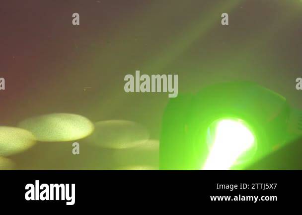 Stage lights at the concert with fog, Stage lights on a console ...