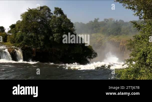 Victoria falls after rain season in May, waterfall is full of water ...