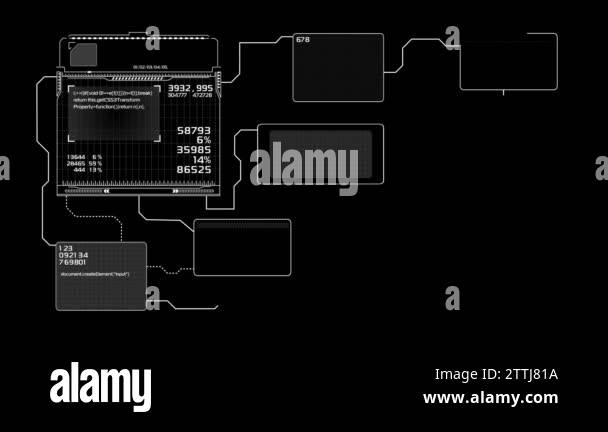 Beautiful Flowcharts Drawing Animation. Futuristic HUD with Numbers and ...