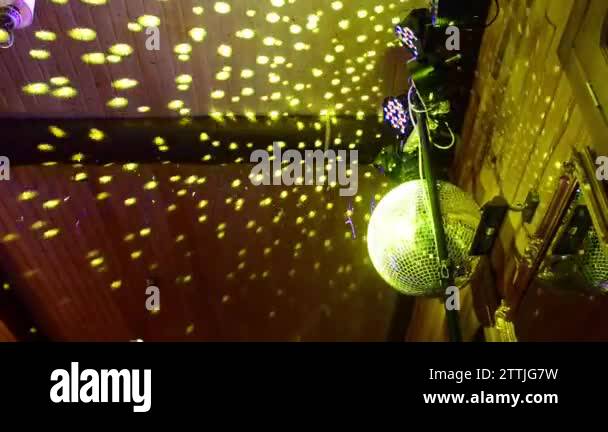 Disco Ball, view from below, from the disco ball beams, stage light ...