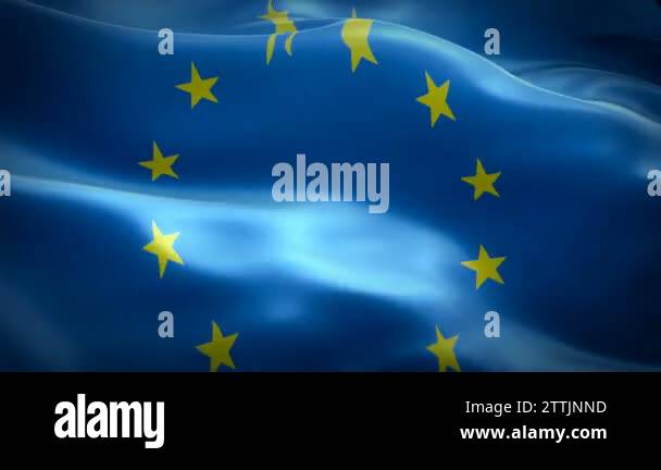 European Union flag video waving in wind. Realistic Euro Flag ...