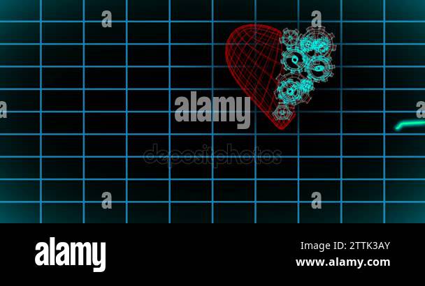 EKG Monitor. Blue ECG monitor shows healthy heart beat. Seamless loop ...