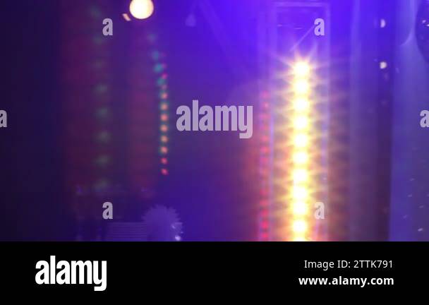 Stage lights at the concert with fog, Stage lights on a console ...