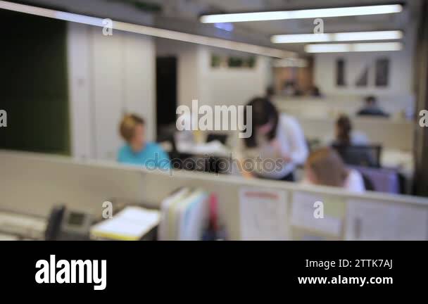 The big open space in modern office is devided into working areas by tables Stock Video Footage ...