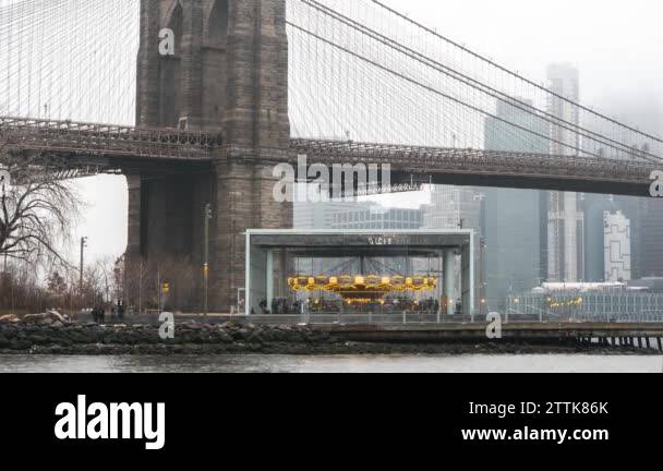 Dumbo, New York - February 7th, 2019: Patrons ride the infamous Jane's ...