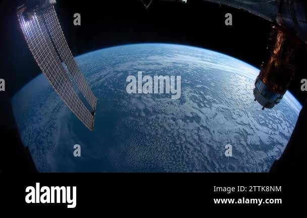 Earth as seen through window of International Space Station ISS ...