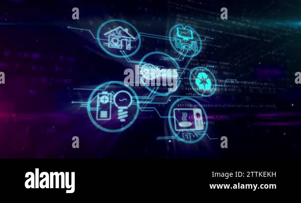 IOT Internet of things with devices symbols on digital background ...