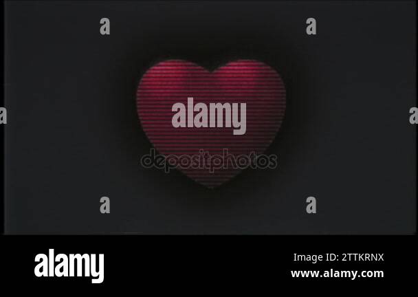 heart on computer old blured tv vhs glitch interference noise screen ...