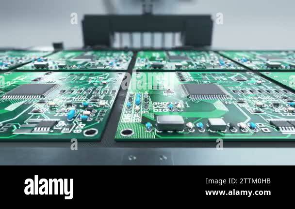 Robotic Arm Electronic Circuit Board Production on Conveyor Belt ...