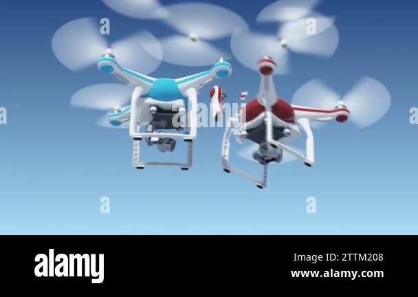 Collision of Two Drones in the Air Beautiful 3d Animation on Sky ...