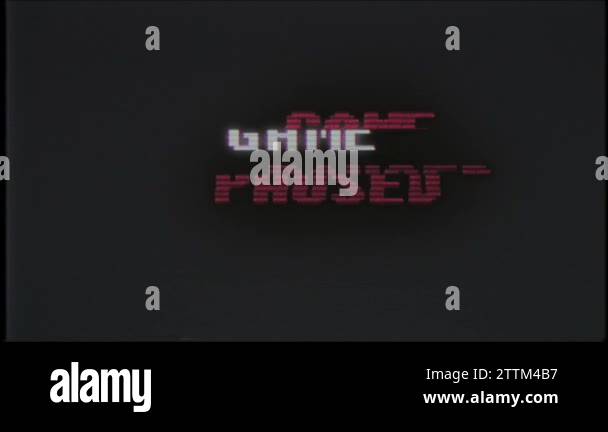 retro videogame GAME PAUSED text on computer old tv vhs glitch ...